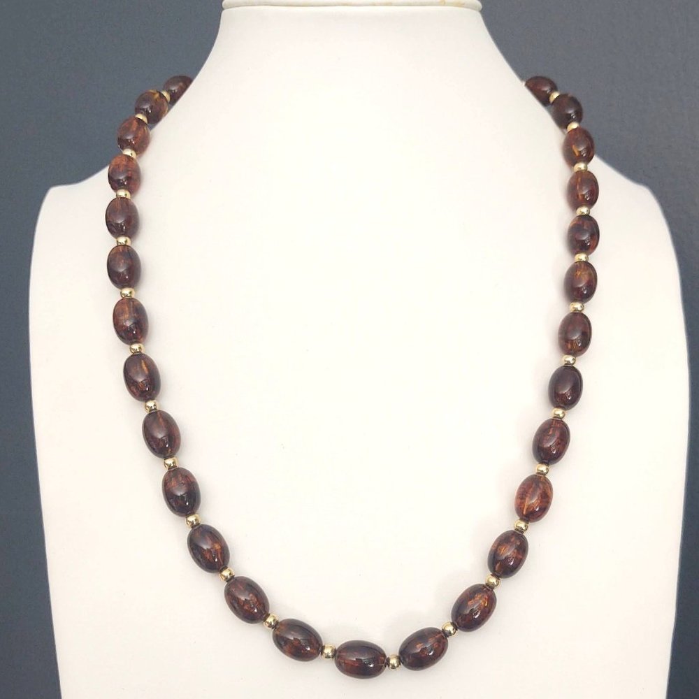 Vintage Semi-Transparent Root Beer/Amber Beaded Neckl… - Gem